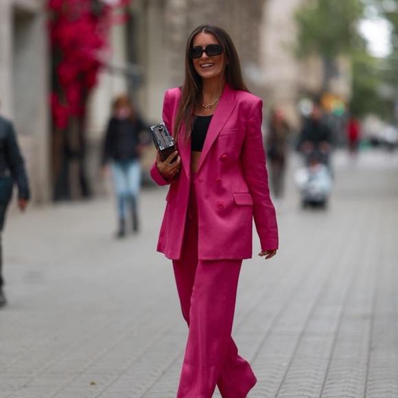 Zara | Jackets & Coats | Zara Hot Pink Flowy Long Blazer | Poshmark